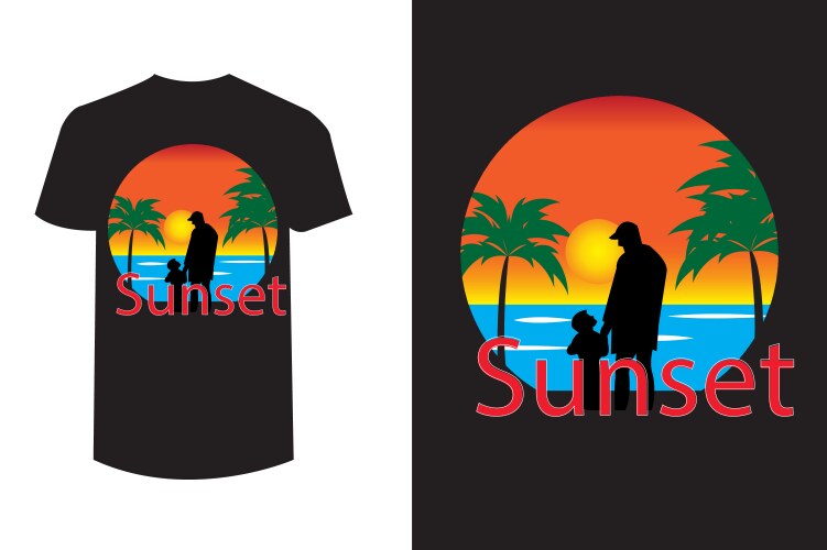 Sunset t shirt design retro vintage Royalty Free Vector