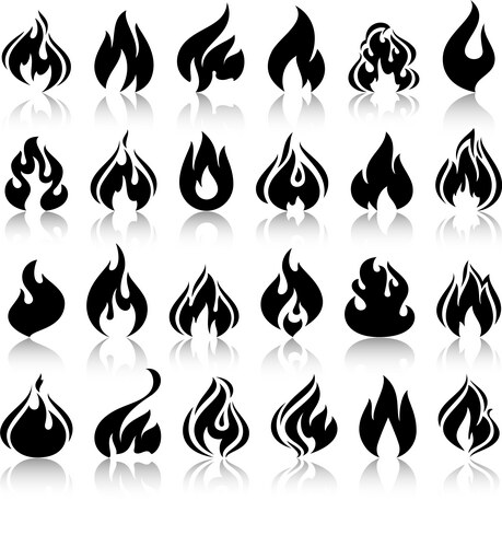 Set of flame symbols Royalty Free Vector Image