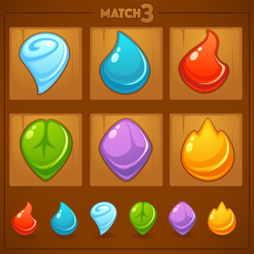 Red blue green and brown mobile game ui Royalty Free Vector