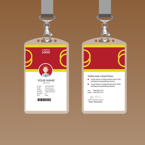 Red elegant id card design template Royalty Free Vector