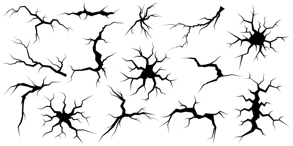 Ground split fracture line wall crack black Vector Image