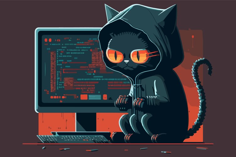 Cat hacker Royalty Free Vector Image - VectorStock