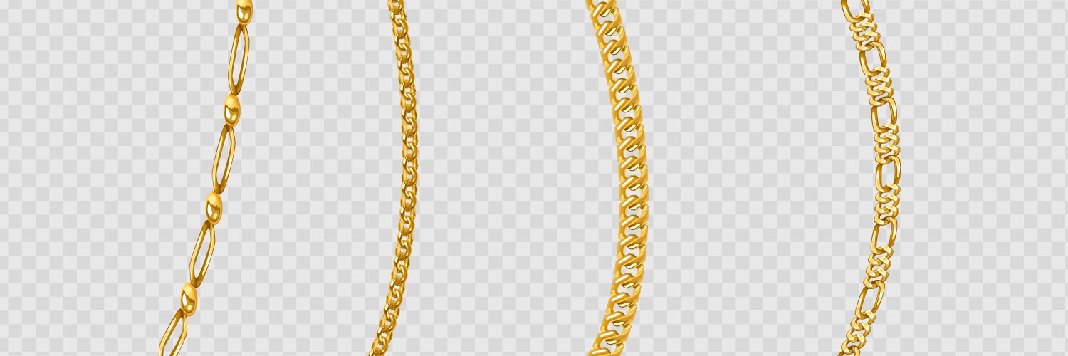 Set of realistic golden chains Royalty Free Vector Image