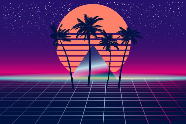 Synthwave retro banner vaporwave aesthetic Vector Image