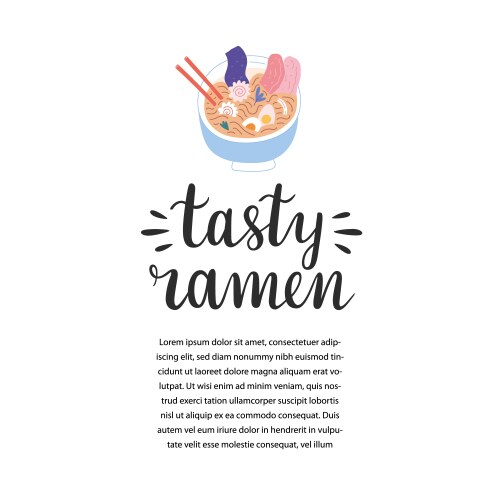 Tasty ramen menu cover template background Vector Image