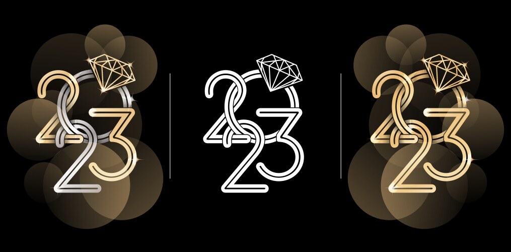 2023 gold glittering blue Royalty Free Vector Image