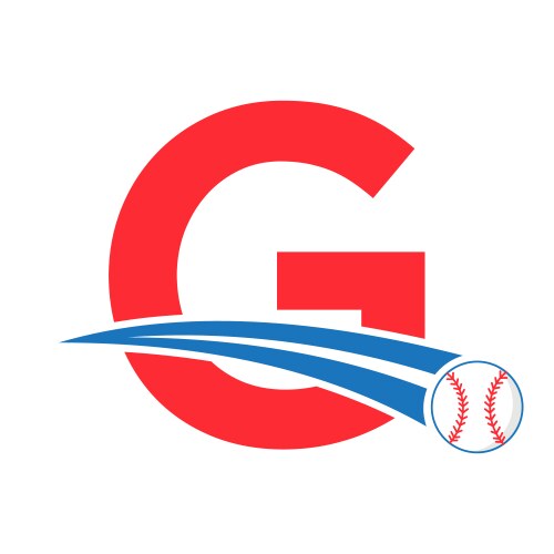 Baseball logo on letter v concept with moving Vector Image