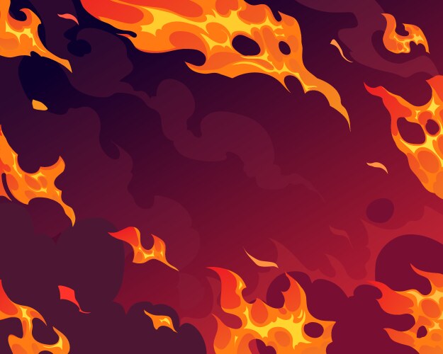 Comic book fantastic fire flames smoke background Vector Image