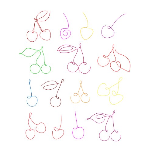 Sticker one line art style strawberry Royalty Free Vector
