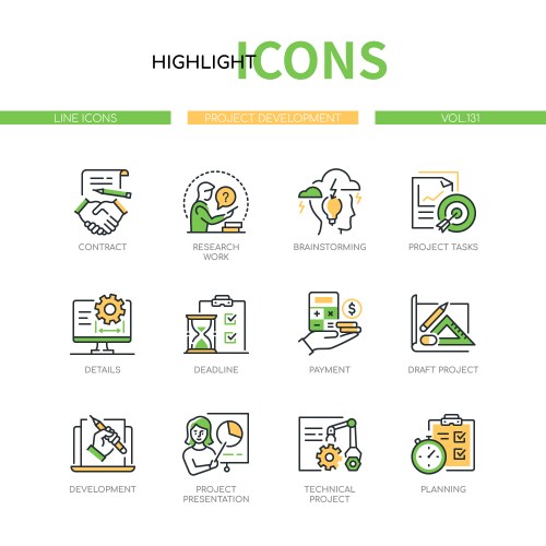 Project development phases - modern line Vector Image