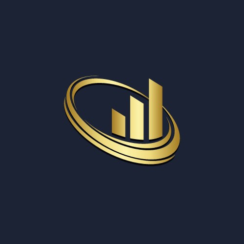 Gold arrow chart business finance logo Royalty Free Vector