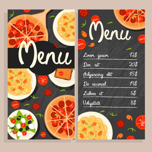 Italian pizza menu design Royalty Free Vector Image