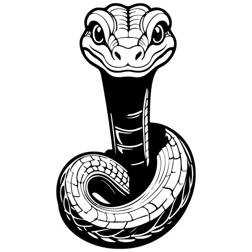 Black cartoon snake ink hand drawn line Royalty Free Vector