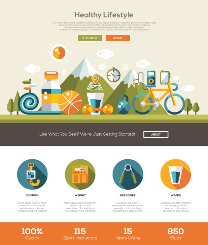 Healthy lifestyle website template with header Vector Image