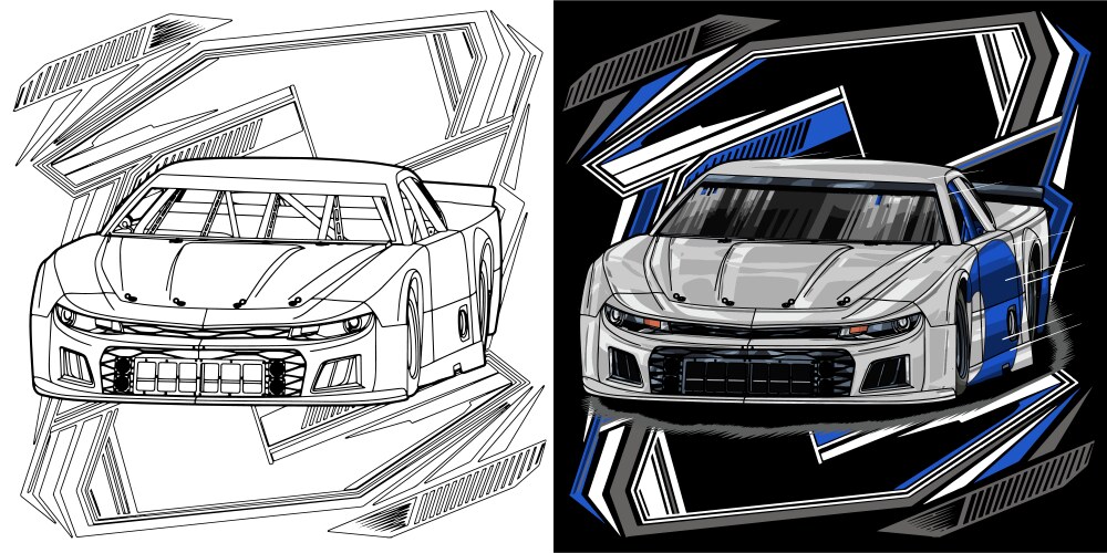 Light blue drag racing car with white strip Vector Image