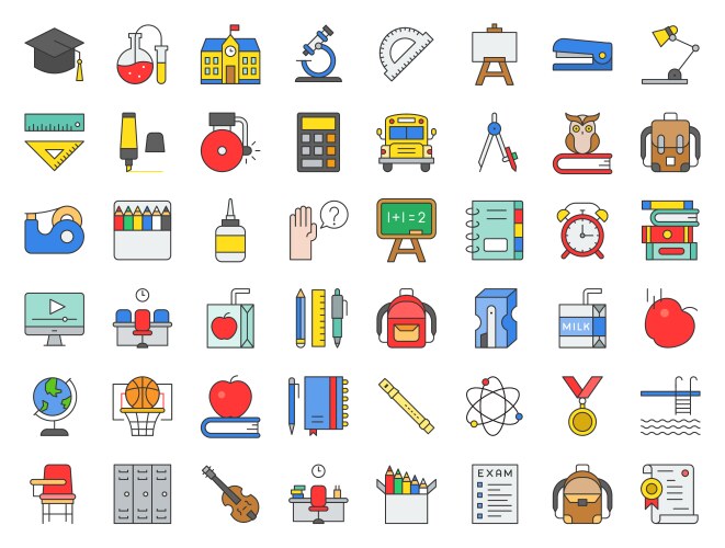 School education icon set Royalty Free Vector Image