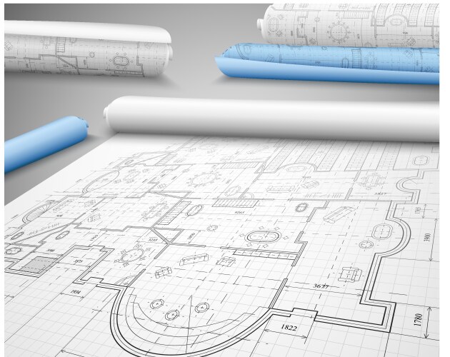 Mechanical scheme engineering drawing Royalty Free Vector