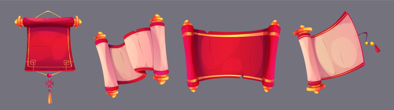 Red chinese paper scroll for royal banner Vector Image