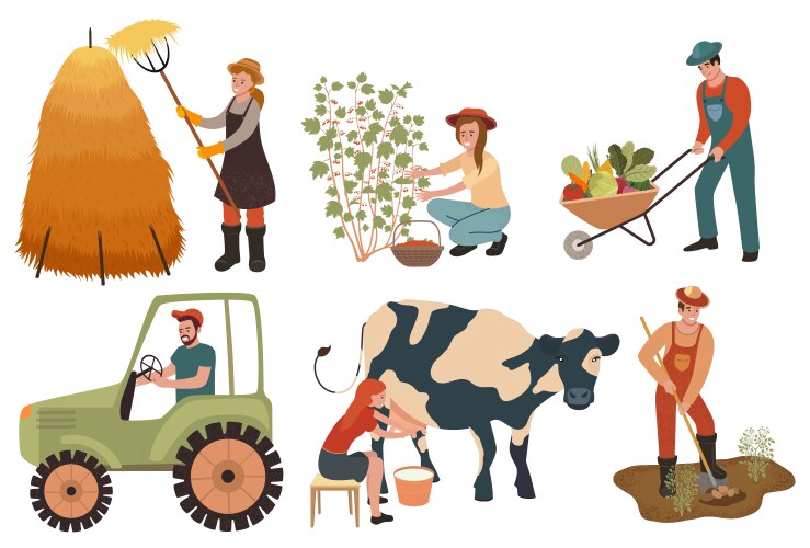 Farmer character agricultural workers Royalty Free Vector