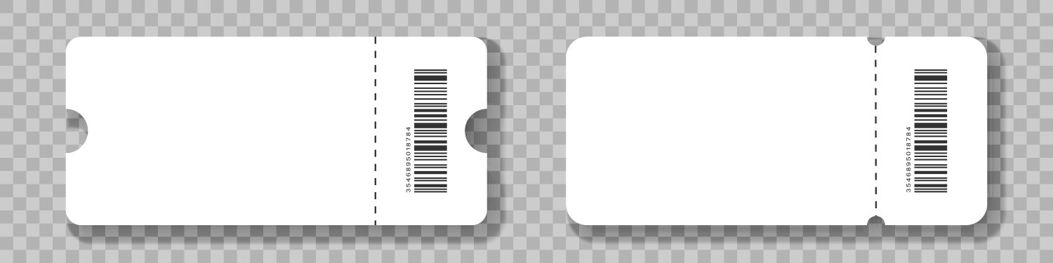 Coupons white coupon mockup ticket with barcode Vector Image