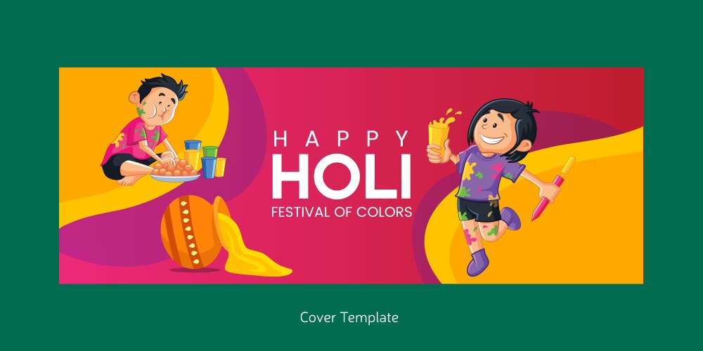 Happy holi cover page design Royalty Free Vector Image