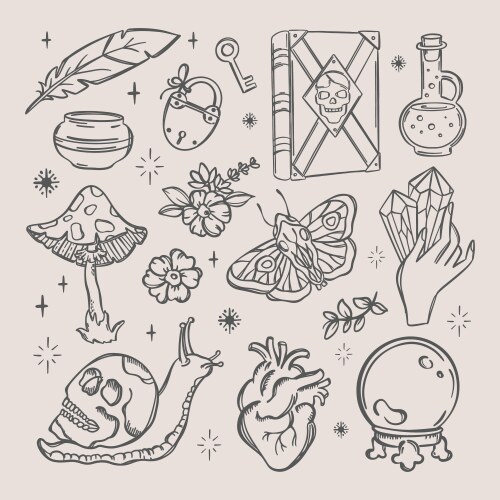 Witchcraft circular symbols magical spell circle Vector Image