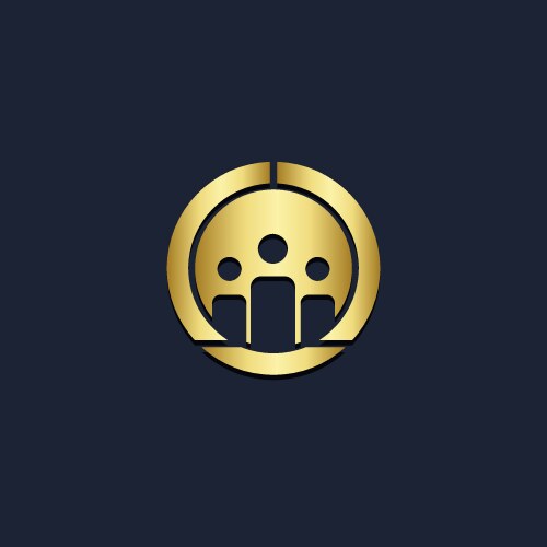 People group round vegan gold logo Royalty Free Vector Image