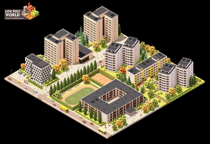 Isometric school Royalty Free Vector Image - VectorStock