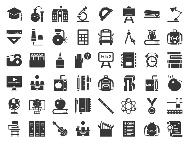 Big school icon set Royalty Free Vector Image - VectorStock