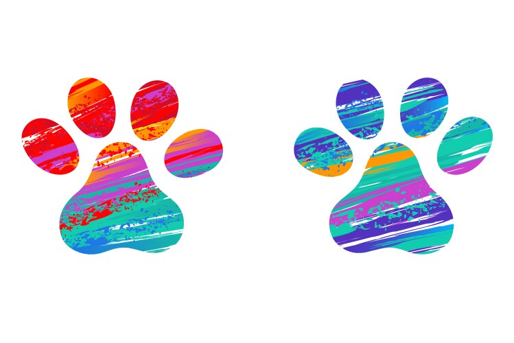 Round frame colorful paws animals Royalty Free Vector Image