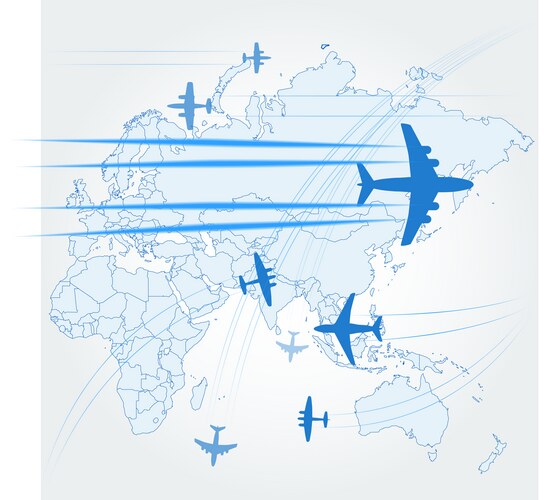 Airplane Route and Flight Paths Royalty Free Vector Image