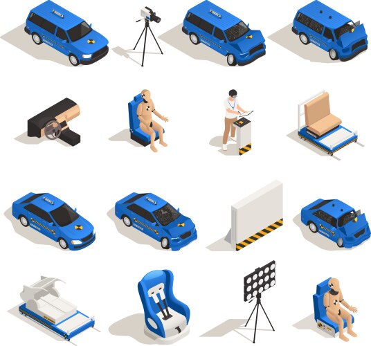 Crash test car composition Royalty Free Vector Image