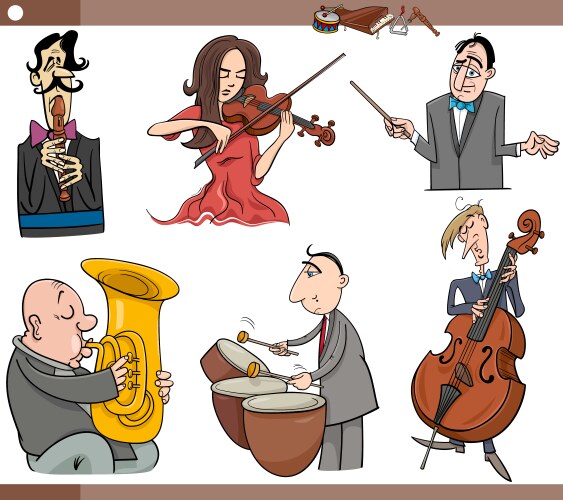 Musical instruments cartoon set Royalty Free Vector Image