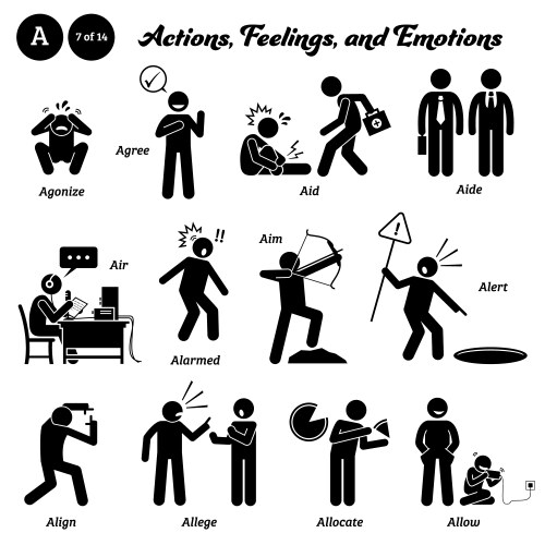 Stick figure man falling beware hazard warning Vector Image