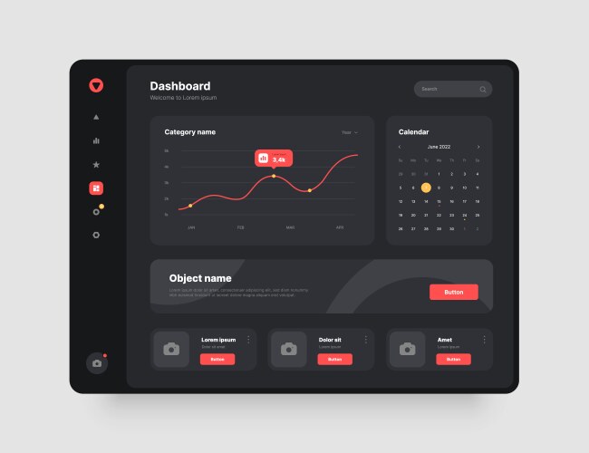 Wireframes screens dashboard ui and ux kit design Vector Image