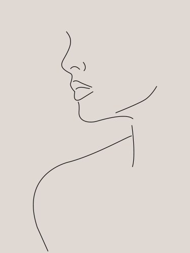 Woman side profile line art Royalty Free Vector Image