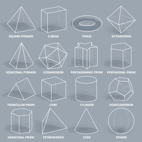 Basic geometric outline flat shapes educational Vector Image