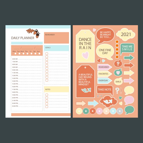 Organizer stickers calendar scrapbook elements Vector Image