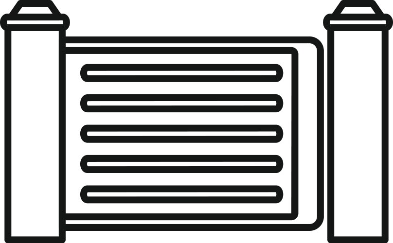 Black metal gate protecting modern house entrance Vector Image