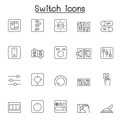 Set of switchboard elements for fuse control box Vector Image