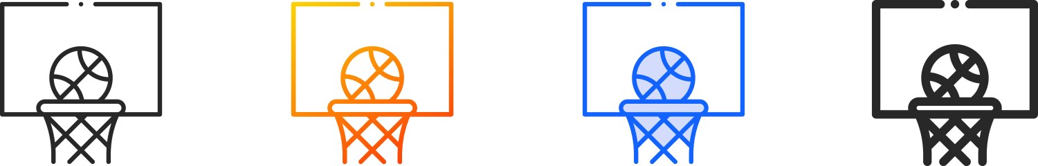 Basketball trophy iconthin linear gradient blue Vector Image