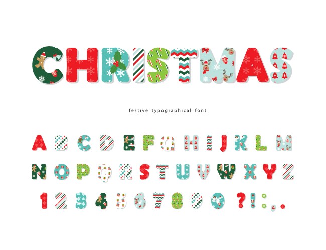 Christmas snowy alphabet font with snow Royalty Free Vector