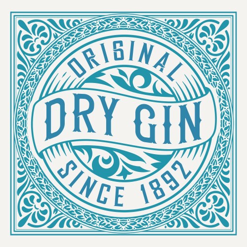 Vintage gin label layered Royalty Free Vector Image