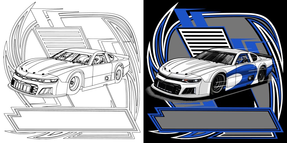 White drag racing car with blue strip Royalty Free Vector