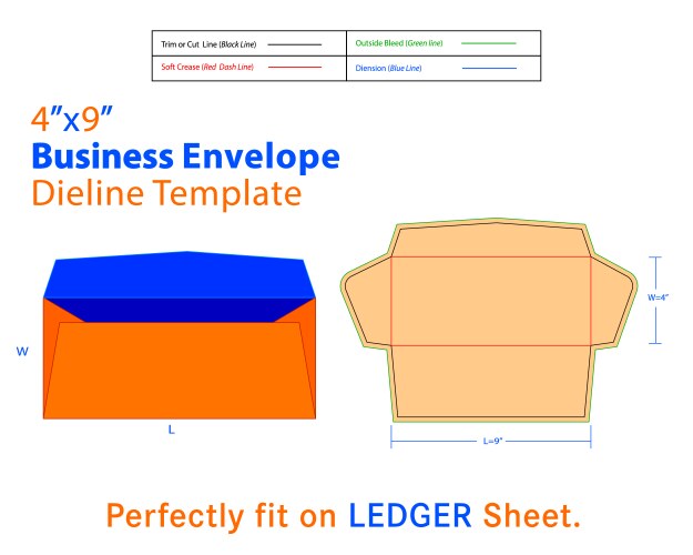 Square envelope w 5 l inches dieline template Vector Image