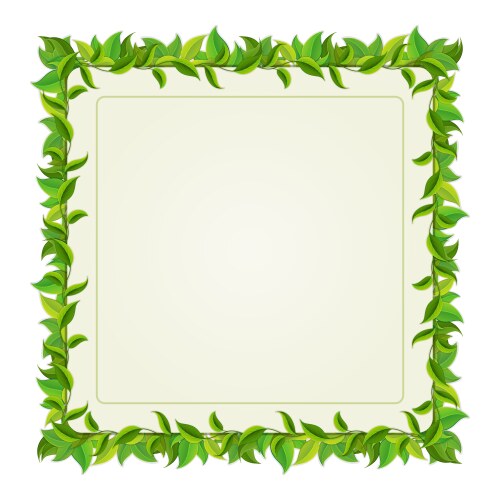 A border design made of wood and green leaves Vector Image