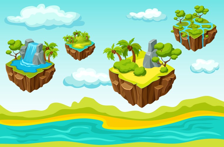 Cartoon island map template for next level game Vector Image