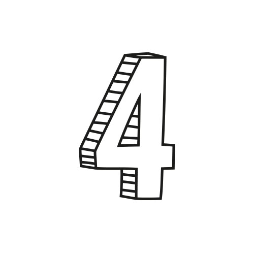 Hand drawn sketch - number four Royalty Free Vector Image