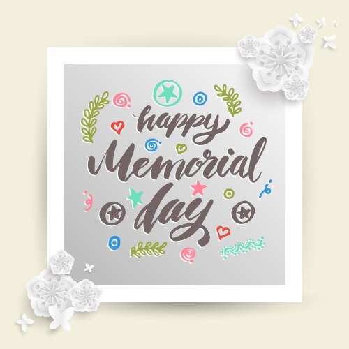 Happy memorial day lettering Royalty Free Vector Image