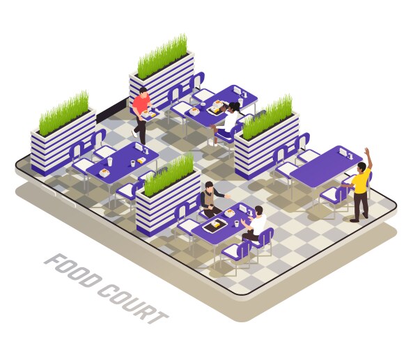 Food court elements set Royalty Free Vector Image